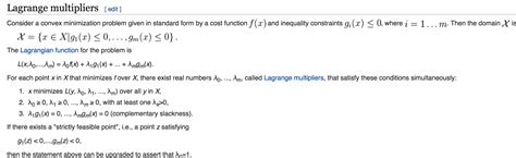 Complementary Slackness With Lagrange Multipliers In Convex