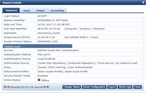 cppm guest with cisco wlc coa issues security