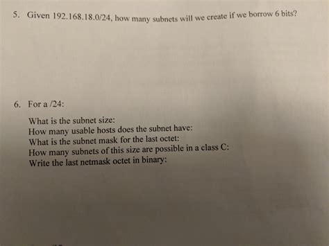 solved 5 given 192 168 18 0 24 how many subnets wil w many