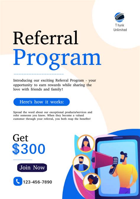 Plantilla De Referral Program Flyer White And Blue Illustr Postermywall