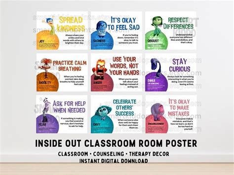 Inside Out Classroom Rules Positive Affirmations Decor Social Emotional
