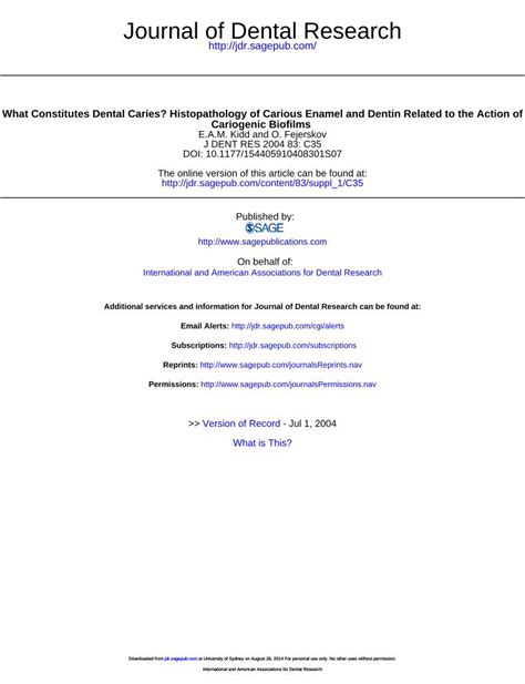 Pdf What Constitutes Dental Caries Histopathology Of Carious Enamel And Dentin Related To The