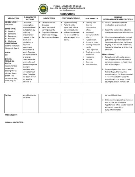 Drug Study About Citicoline Pdf Dose Biochemistry Chemistry