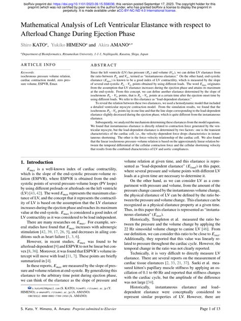 (PDF) Mathematical Analysis of Left Ventricular Elastance with respect ...