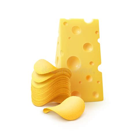 Potato Crispy Chips Stack With Cheese Isolated Stock Vector