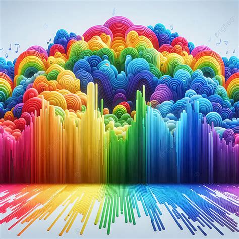 A Rainbow Color Audio Spectrum Illustration With Cloud Background