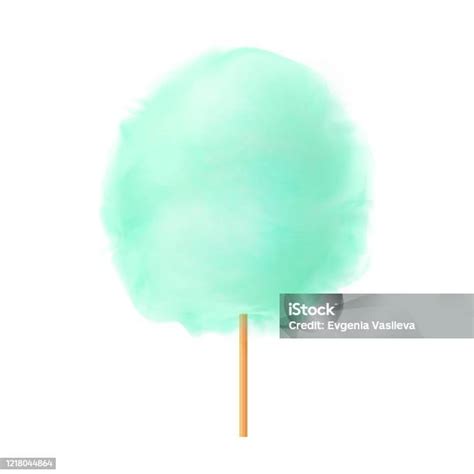 3d 솜 사탕 흰색 배경에 고립 된 나무 막대기에 현실적인 솜사탕 공원과 음식 축제에서 아이들을위한 여름 맛과 달콤한 간식 벡터 일러스트레이션 공휴일에 대한 스톡 벡터 아트