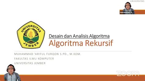 Desain Analisis Algoritma 06 Algoritma Rekursif Youtube