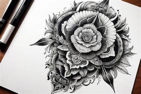 Intricate Black And White Tattoo Design Premium Ai Generated Image