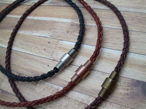 Braided Leather Necklace Mens Necklace With Magnetic Clasp Leather