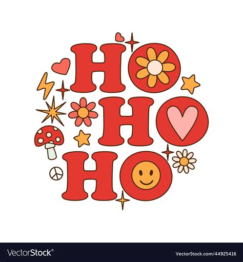 Ho Text With Daisy In Retro Cartoon Style Vector Image