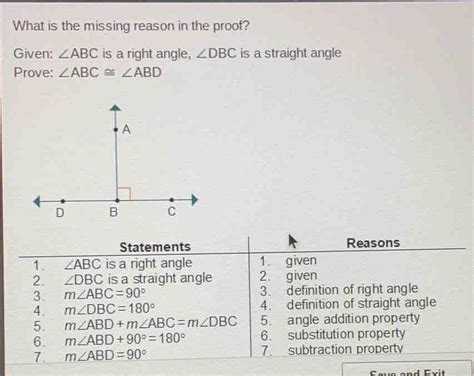 Solved What Is The Missing Reason In The Proof Given ∠ Abc Is A