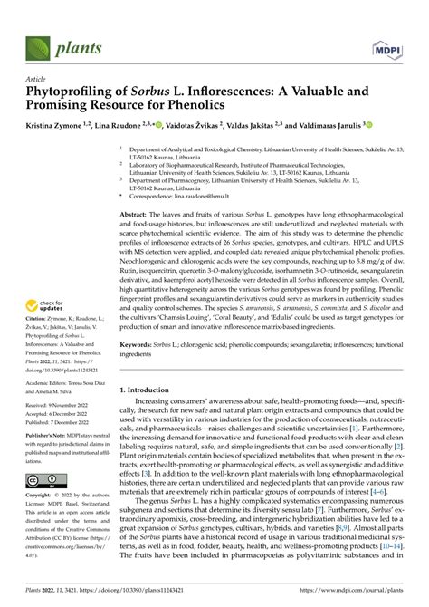 (PDF) Phytoprofiling of Sorbus L. Inflorescences: A Valuable and ...