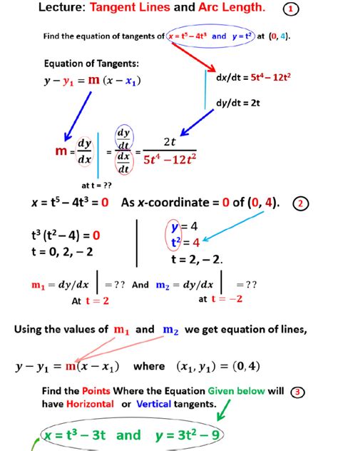 Lecture 17 On 10 1 Tangent Lines And Arc Length For Parametric Curves Pdf Tangent Teaching