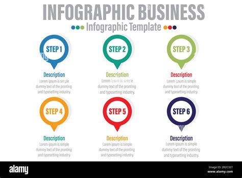 Vector Infographics Or Timeline Six Circles Cards Connected By Arrows