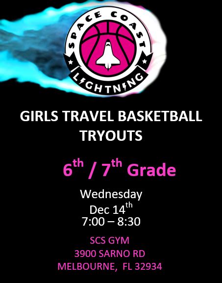 Girls Travel Basketball Tryouts 6th 7th Grade Spacecoastlightning