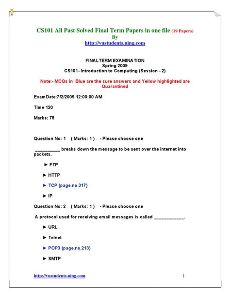 Cs101 All Past Solved Final Term Papersinonefile 19 Solved Papers Final