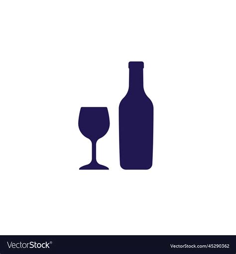 Wine Bottle And Glass Icon Royalty Free Vector Image