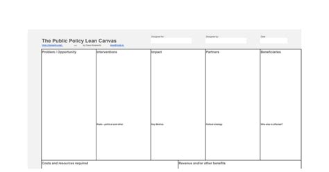 Lean Policy Canvas V Google Sheets