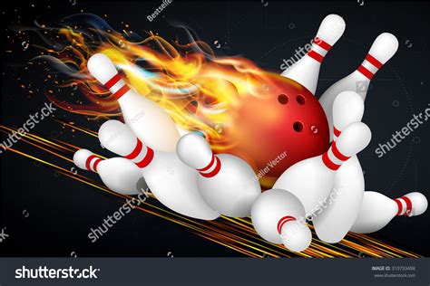 Red Bowling Ball Flames On Dark Stock Vector Royalty Free 310733498