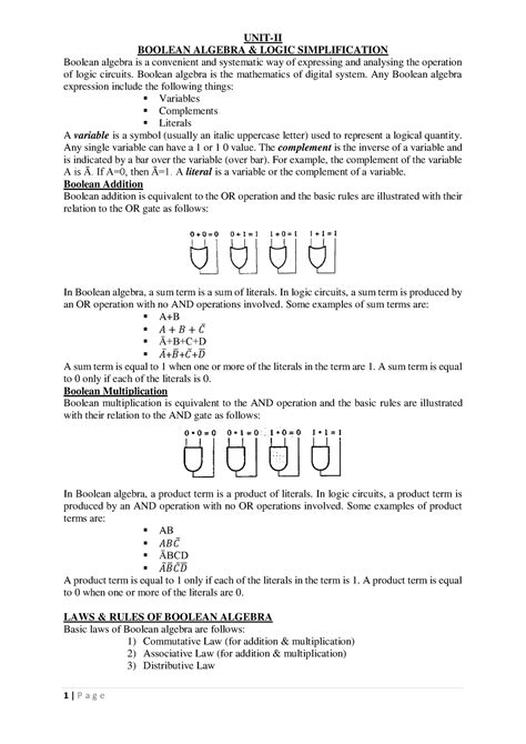 UNIT Digital System UNIT II BOOLEAN ALGEBRA LOGIC SIMPLIFICATION Boolean Algebra Is A