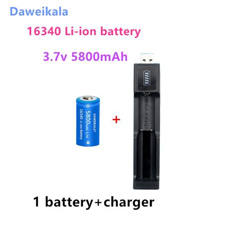 16340 충전식 배터리 5800mah 리튬 이온 배터리 Led 손전등 여행 벽 충전기 Cr123a 배터리 16340