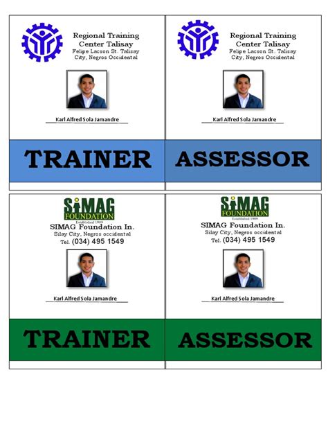 Trainer And Assessor Sample Id 2021 Pdf