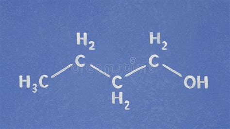Chemical Structure Of Butanol On Blue Background Stock Image Image Of
