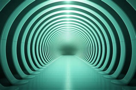 premium photo tunnel of glowing arcs abstract background