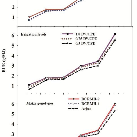 Radiation Use Efficiency Rue Gmj Of Summer Maize Hybrids Based On