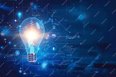 Glowing Light Bulb Circuitry Technology Innovation Concept Premium Ai