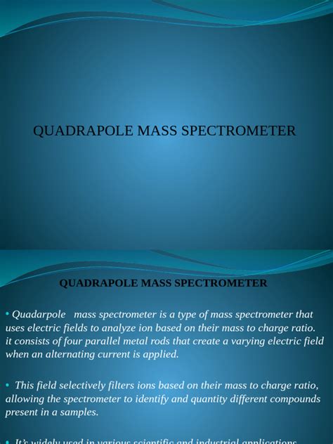 Quadrupole Mass Spectrometer Guide Pdf Mass Spectrometry Scientific Techniques