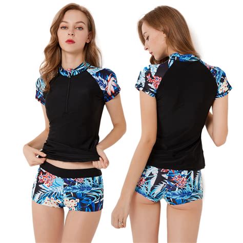 Womens Two Piece Bathing Suits Swimwear Set Rashguard
