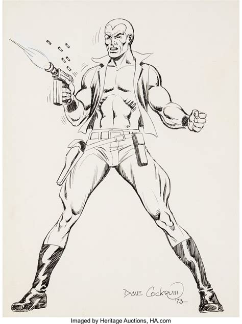 Dave Cockrum Doc Savage Full Figure Portrait Original Art Lot 12033