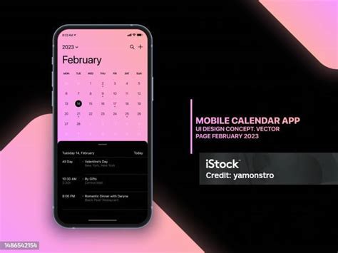 할 일 목록 및 작업 Ui Ux 디자인 개념이 있는 벡터 모바일 캘린더 앱 2023 14에 대한 스톡 벡터 아트 및 기타 이미지