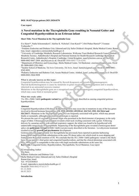 Pdf A Novel Mutation In The Thyroglobulin Gene Resulting In Neonatal