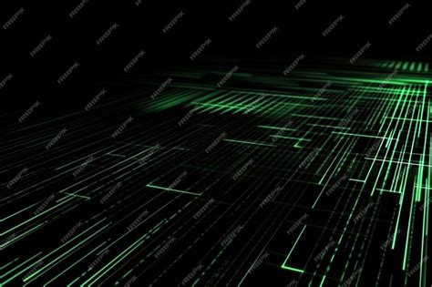 어두운 배경 자외선 스펙트럼 위에 있는 추상 네온 녹색 레이저 광선 Generative Ai 프리미엄 사진