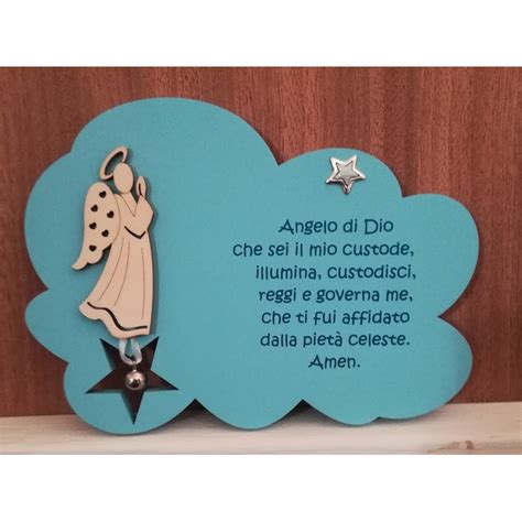Nuvola Con Preghiera Angelo Di Dio Angioletto In Legno