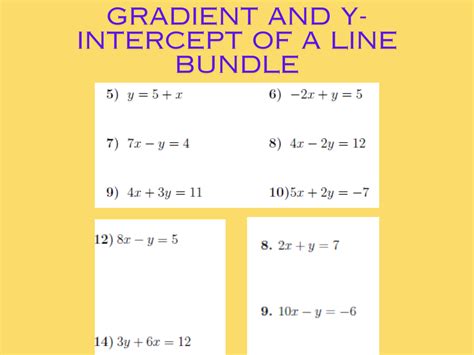 Gradient And Y Intercept Of A Line Worksheets With Solutions Teaching Resources