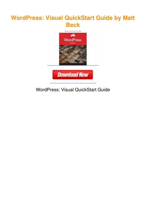 Ppt Wordpress Visual Quickstart Guide By Matt Beck Powerpoint Presentation Id13400822
