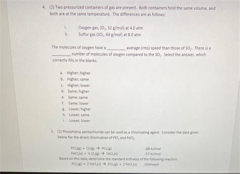 Solved 4 2 Two Pressurized Containers Of Gas Are Present