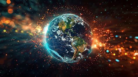 Globe Earth Interconnected Global Visualization Whole Planet Stock