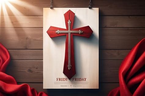 Premium Photo Good Friday Poster Template With Cross Made Of Wood