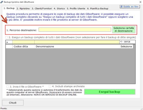 Operazioni Di Backup E Di Ripristino Dei Dati Gbsoftware