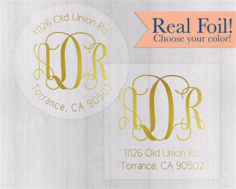 Wedding Invitation Return Address Label Foil On Clear Wedding Etsy