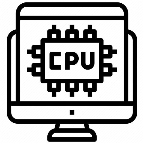 cpu tower chip silhouette processing processor line icon