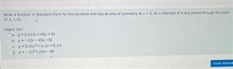 Solved The Quadratic Function Yx2−10x24 Is Written In