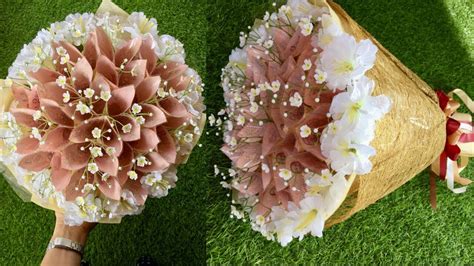 ช่อดอกไม้ธนบัตรรับปริญญา ไม่พับแบ้งค์ทรงกลม 20 ใบ Moneyart Diy My