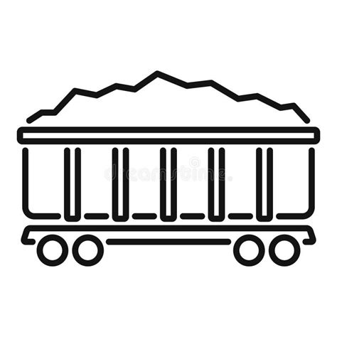 Full Mining Cart On Wheels Transporting Coal Stock Vector