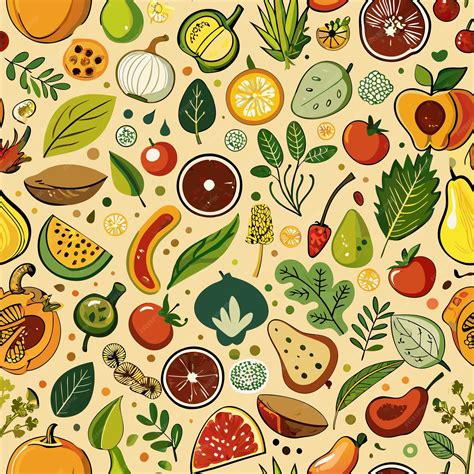 Organic Food Pattern Vector Illustration Premium Ai Generated Vector